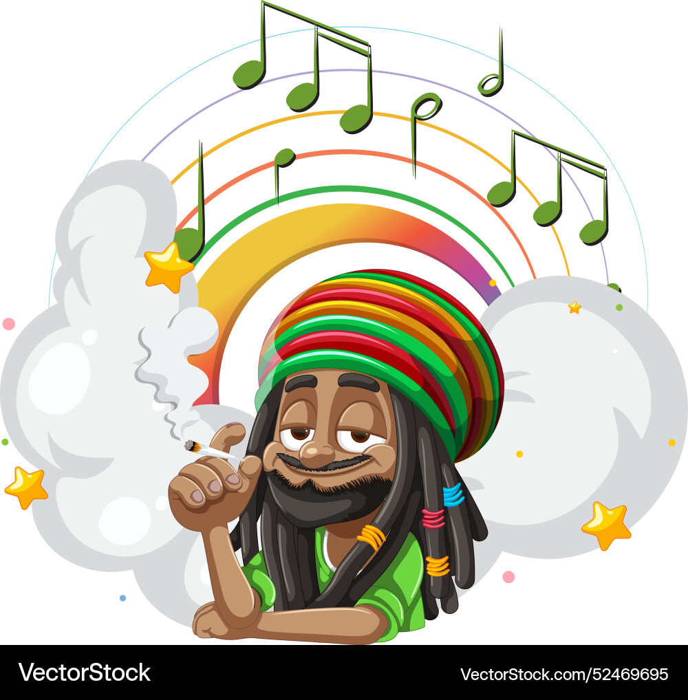 Rasta man enjoying music and smoking Royalty Free Vector