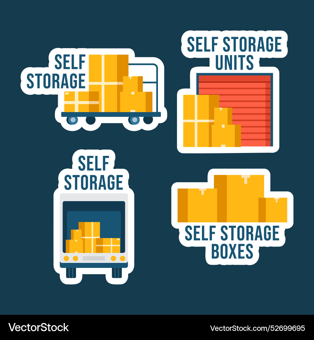 Self storage label flat cartoon hand drawn Vector Image