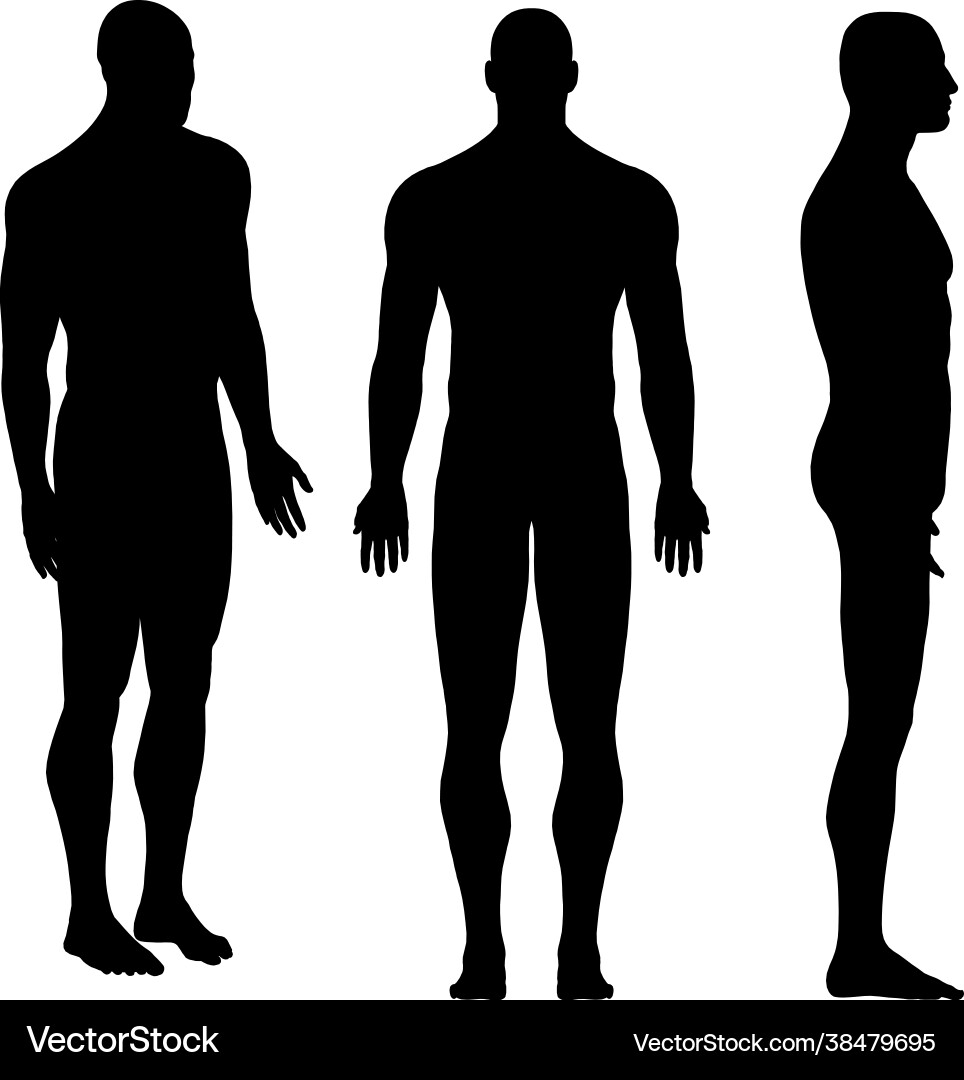 Set with a silhouette man in pose Royalty Free Vector Image