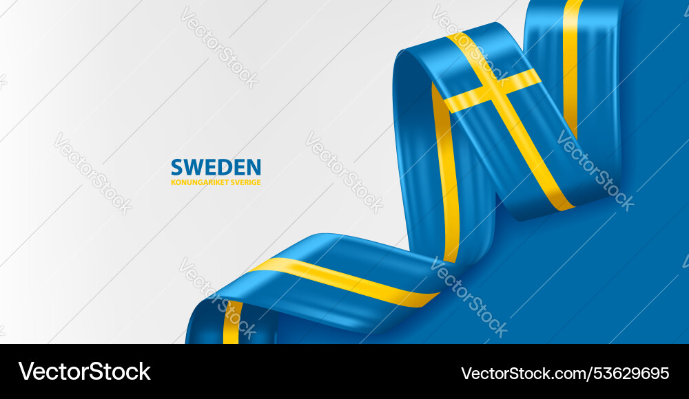 Sweden 3d ribbon flag Royalty Free Vector Image