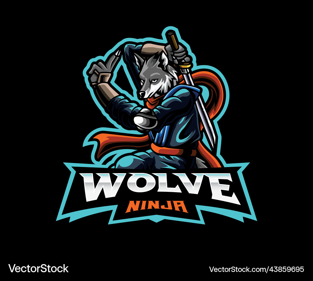 Wolf ninja mascot logo design Royalty Free Vector Image