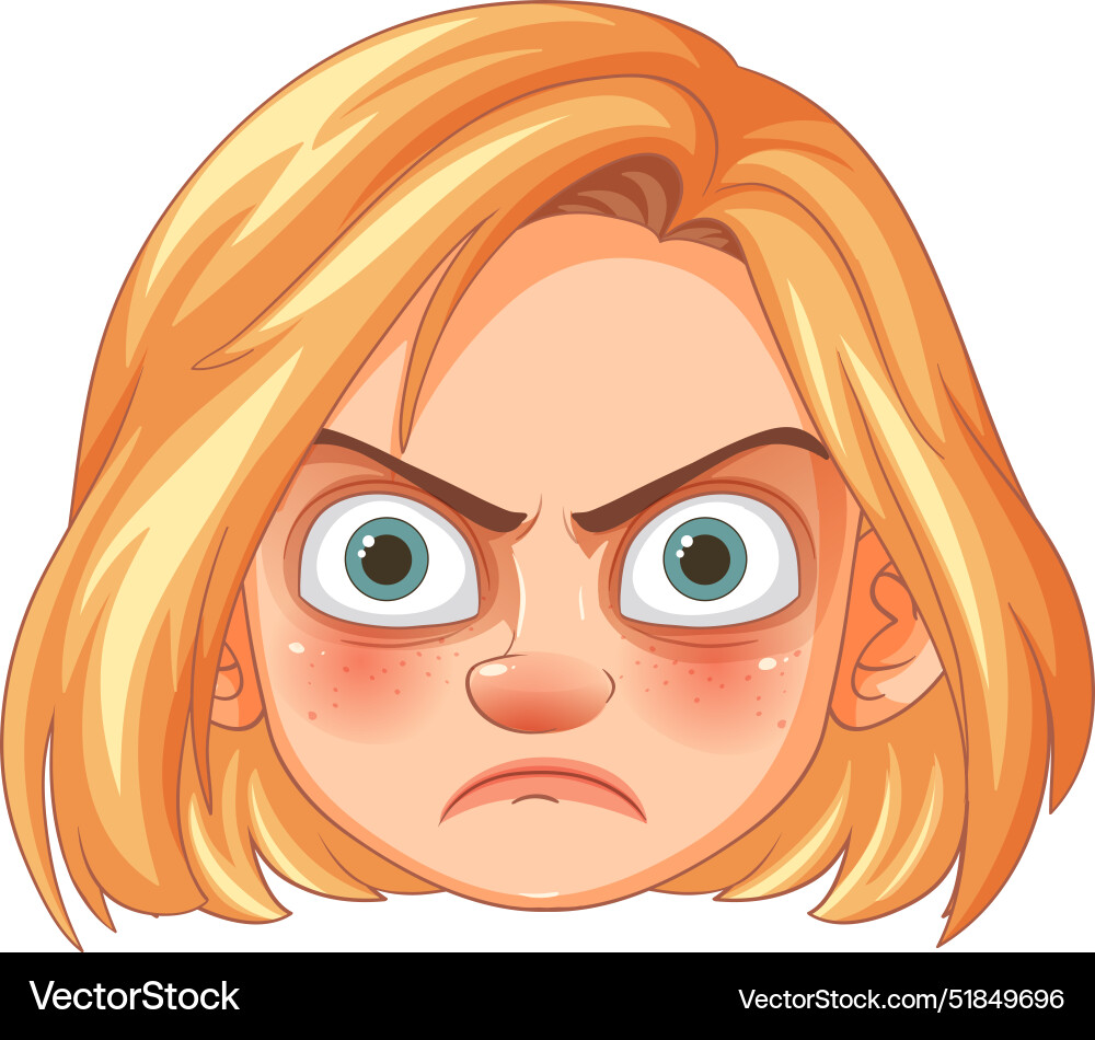 A cartoon face showing intense anger Royalty Free Vector