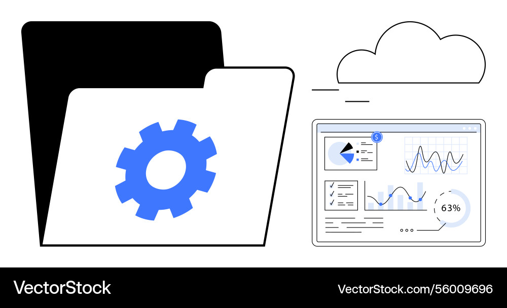 Datenanalyse im Cloud-basierten Dateispeicher Vektorbild