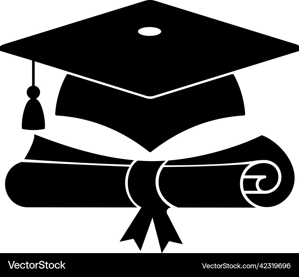 Graduation black logo university graduate cap Vector Image