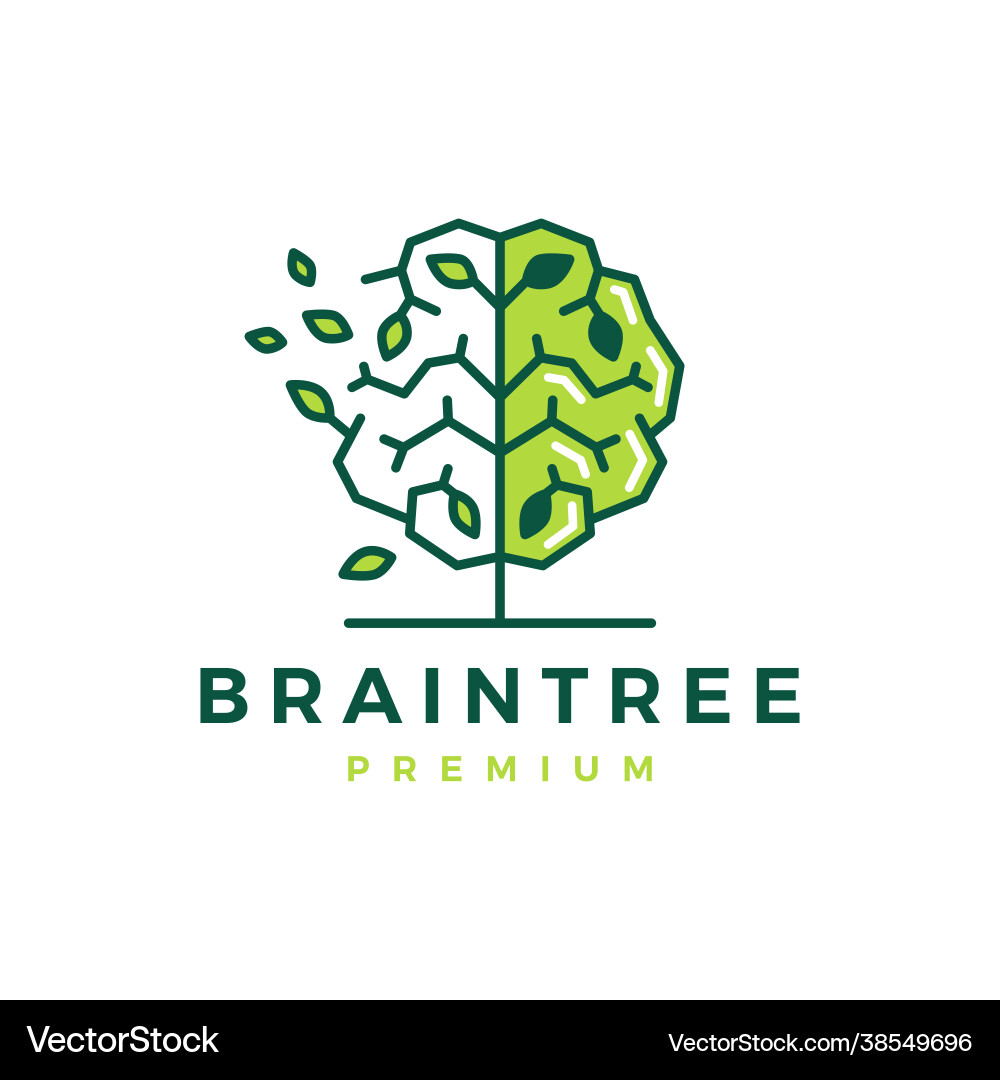 Smart Brain Tree Logo - Natural Concept Royalty Free Vector
