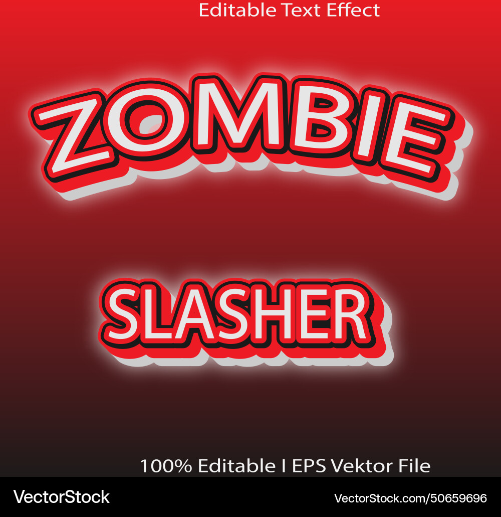 Zombie slasher editable text effect Royalty Free Vector