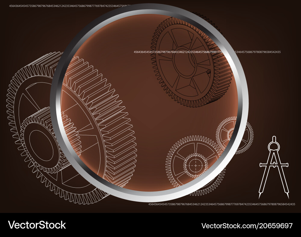 3d model of a cogwheel on brown Royalty Free Vector Image