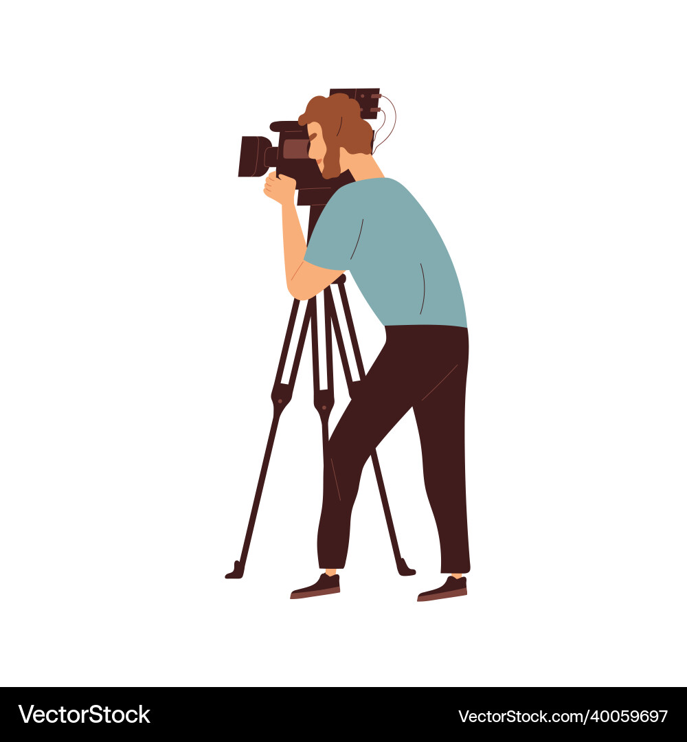 Cameraman standing with professional camera Vector Image Cameraman standing with professional camera Vector Image