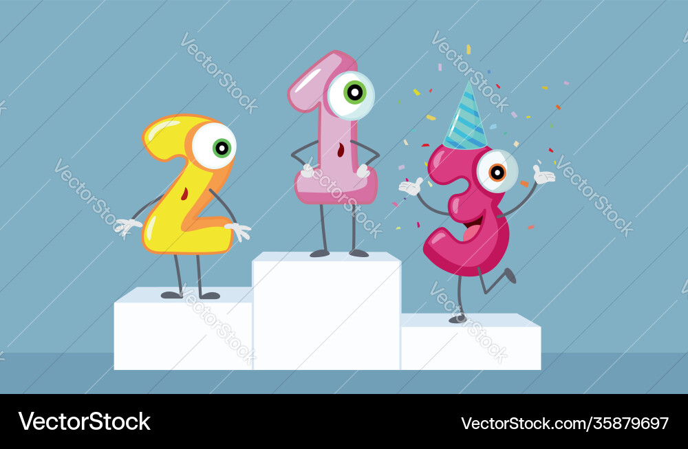 Happy character winning third place celebrating Vector Image