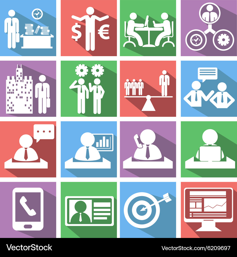 Human resources and management icons set Vector Image