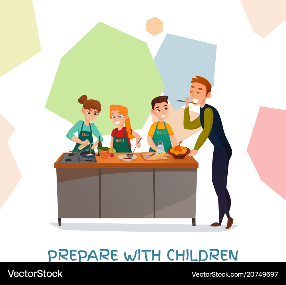 Kids Cooking Show - Flat Illustration Royalty Free Vector