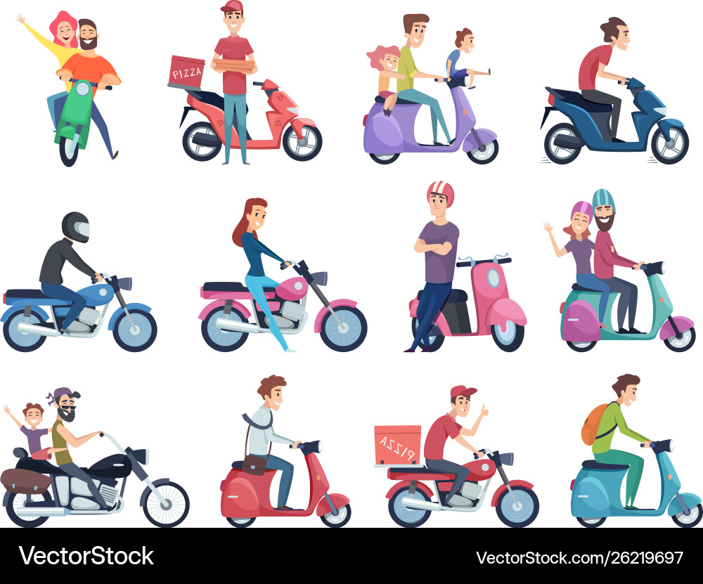 Motorcycle Delivery Riders Royalty Free Vector Image