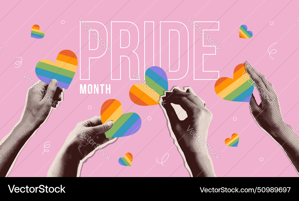 Pride Month Rainbow Collage Royalty Free Vector Image