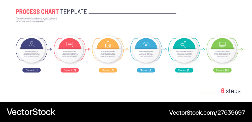 Process Chart Template - Six Steps Royalty Free Vector Image