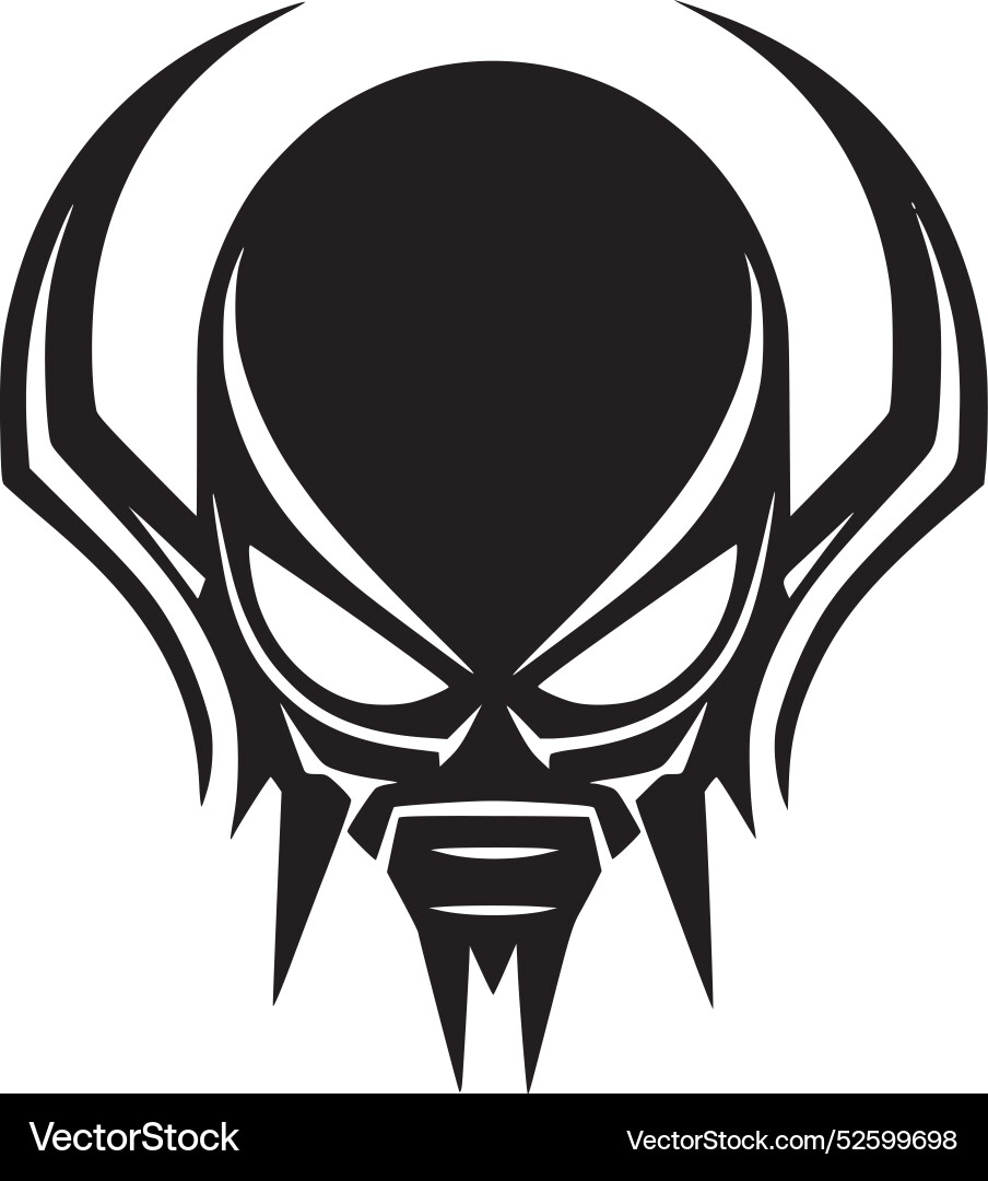 Alien - black and white Royalty Free Vector Image