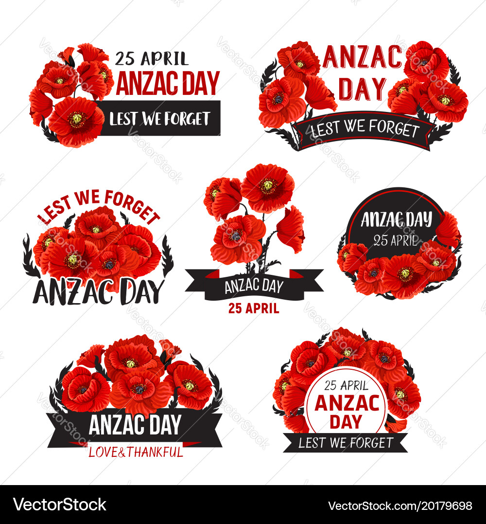 Anzac Day Poppy Remembrance Royalty Free Vector Image
