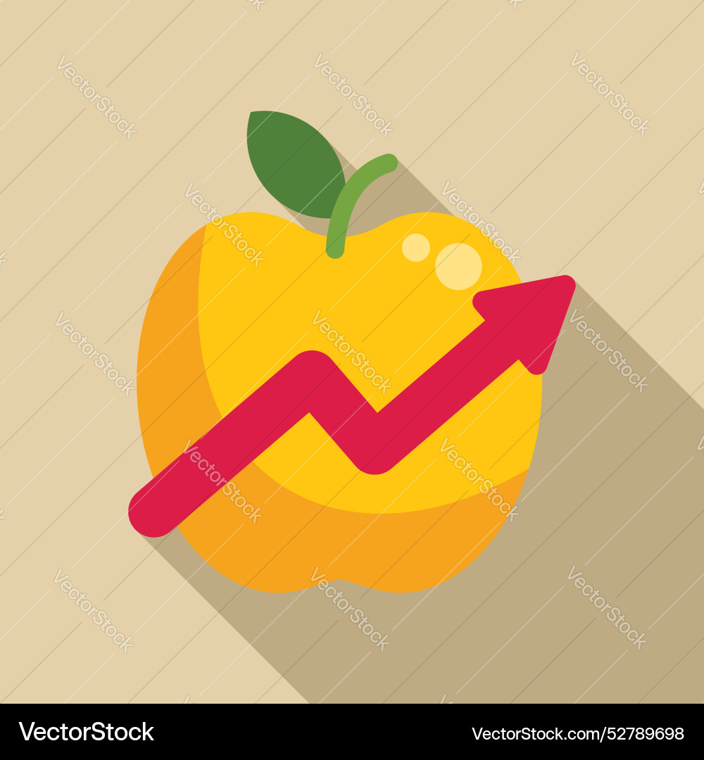Apple showing growing statistics with upward Vector Image