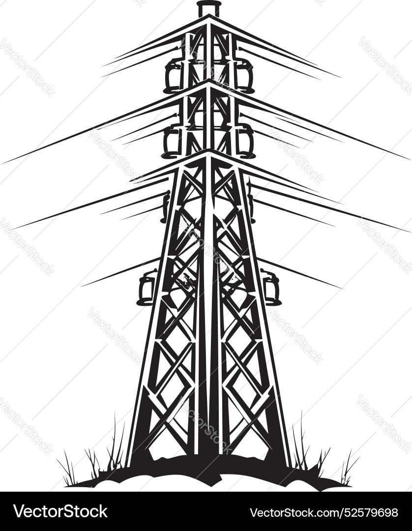 Megavolttower iconic emblem for high voltage Vector Image