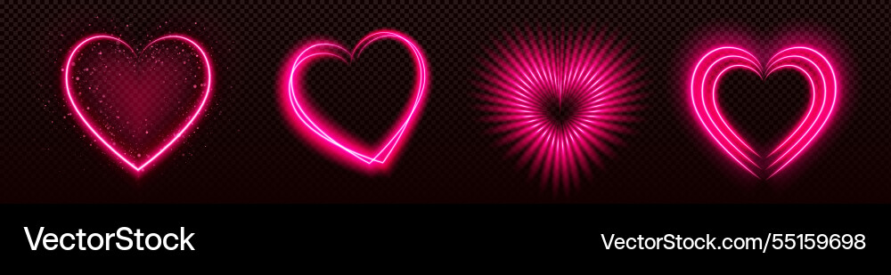 Neon pink heart shapes collection Royalty Free Vector Image