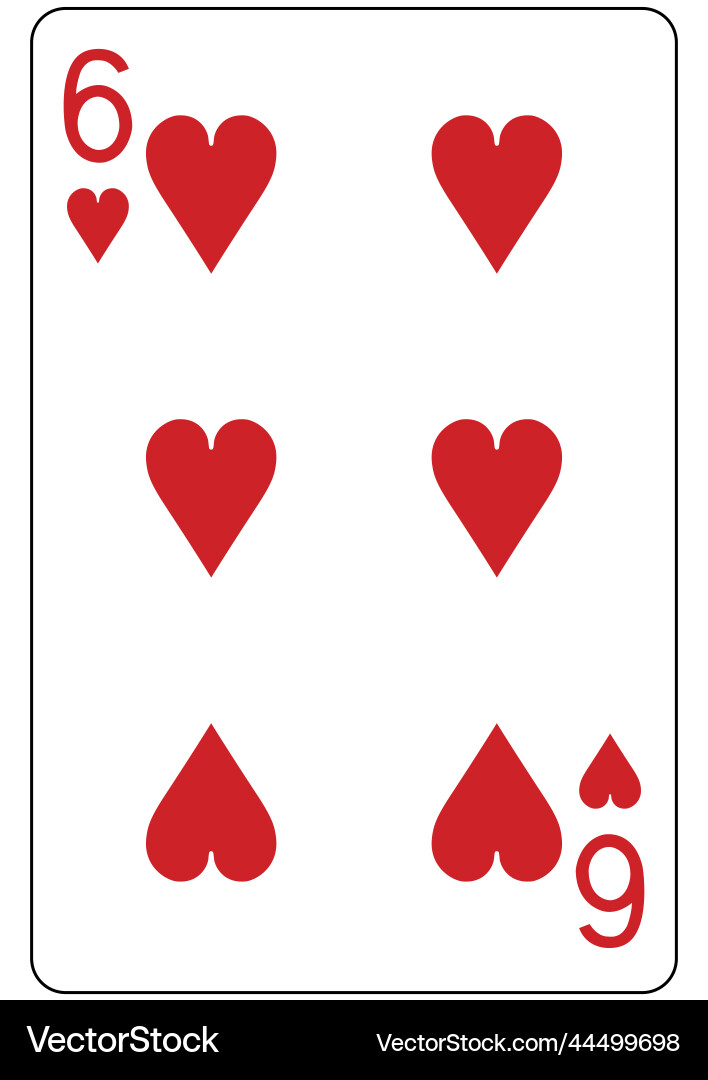 Six of hearts Royalty Free Vector Image - VectorStock