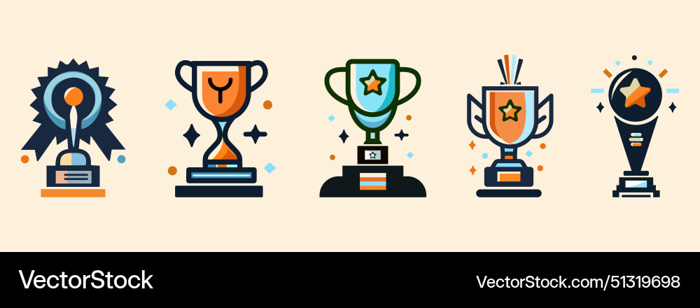 Trophy or champion cup flat Royalty Free Vector Image
