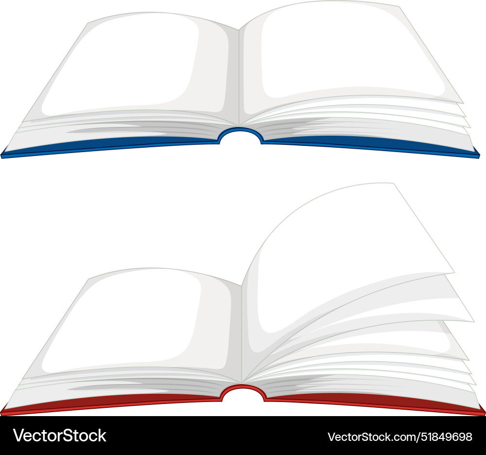Two open books with blank pages Royalty Free Vector Image