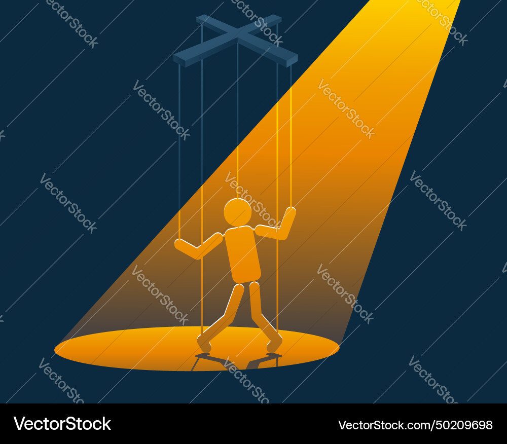Victim of propaganda - puppet in spotlight Vector Image