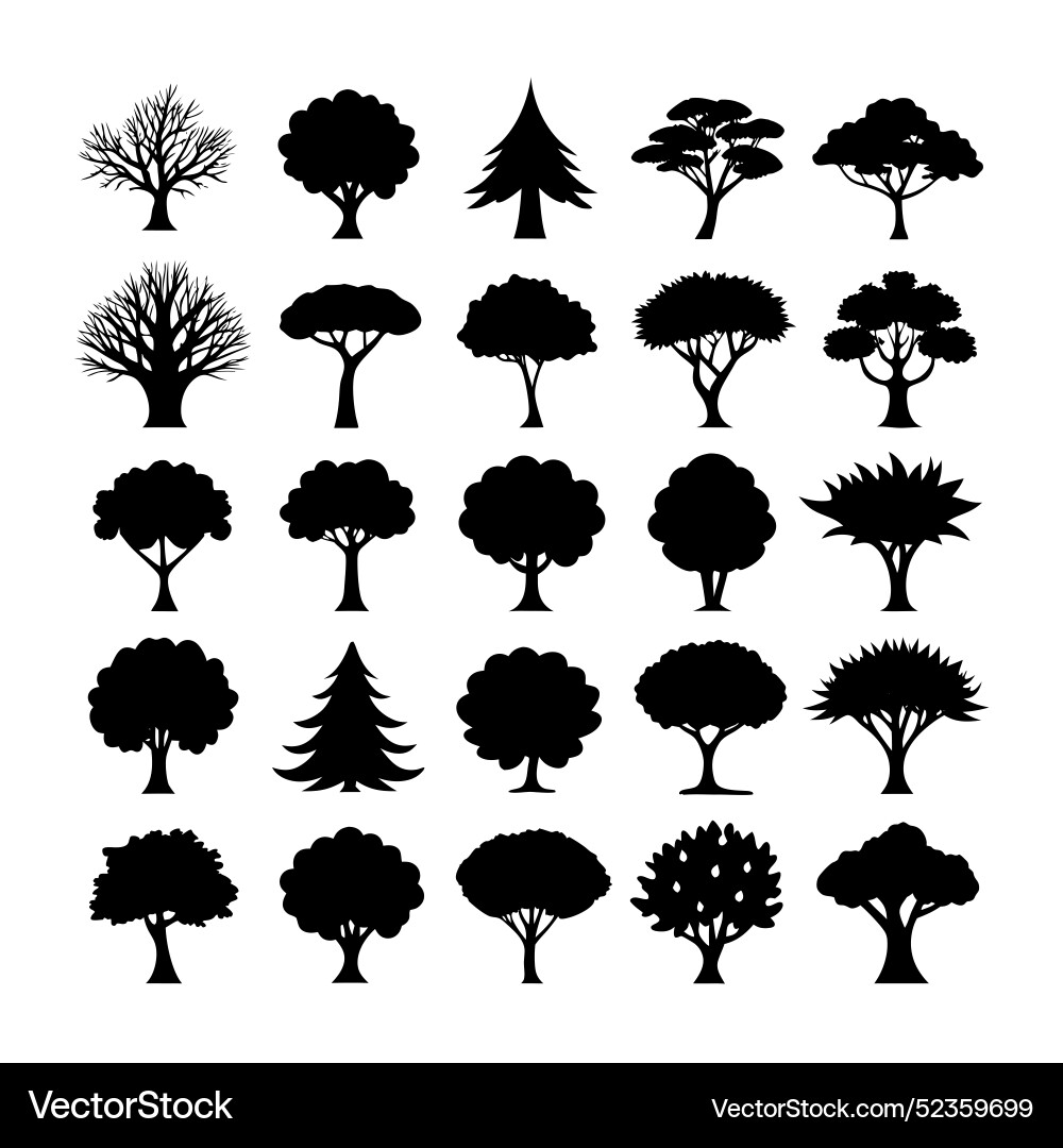A bunch of tree silhouettes Royalty Free Vector Image