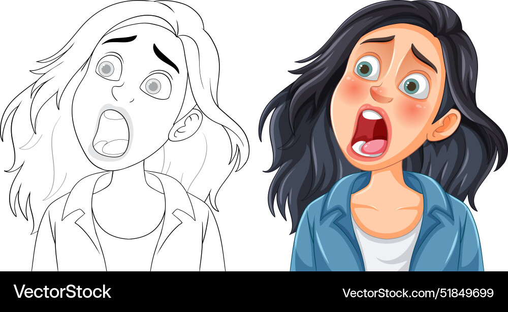 A woman with shocked face Royalty Free Vector Image