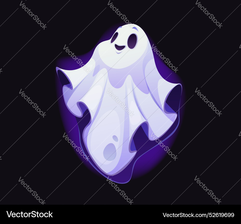 Cartoon halloween ghost character with happy face Vector Image