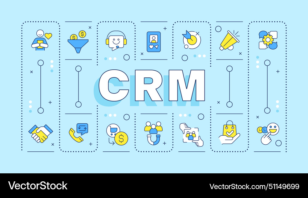 Crm turquoise word concept Royalty Free Vector Image