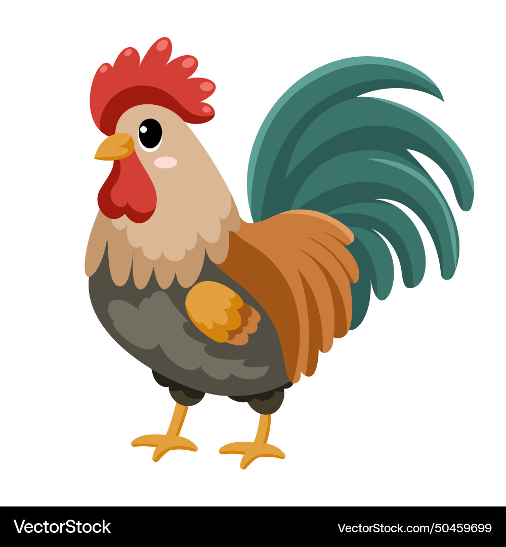 Cute funny rooster Royalty Free Vector Image - VectorStock