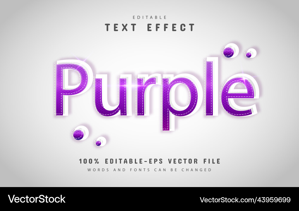 Editable purple text effect Royalty Free Vector Image