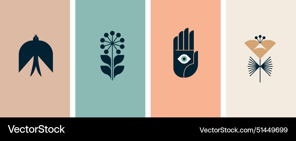 Minimalist botanic graphic elements and logos Vector Image