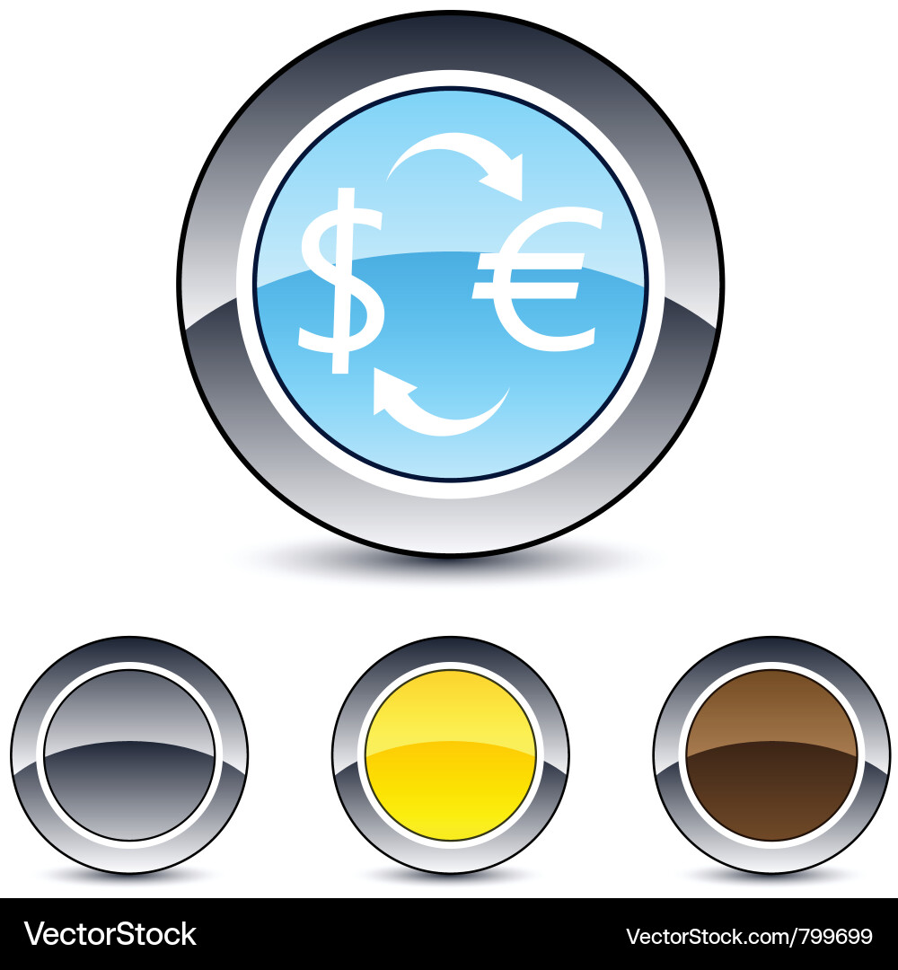Money exchange round button Royalty Free Vector Image