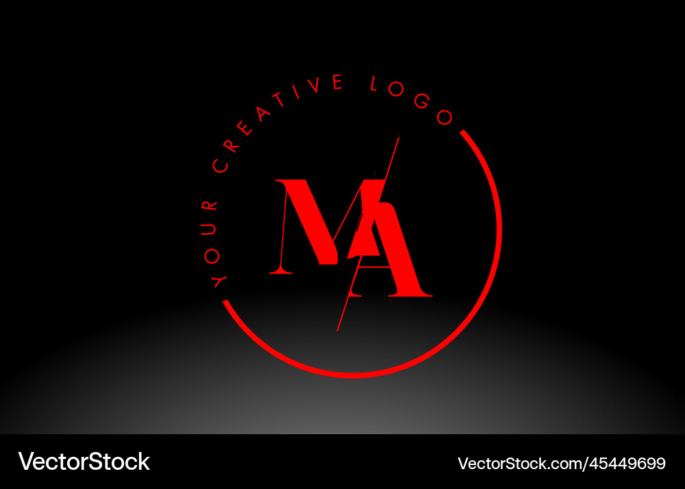 Red ma serif letter logo design with creative Vector Image