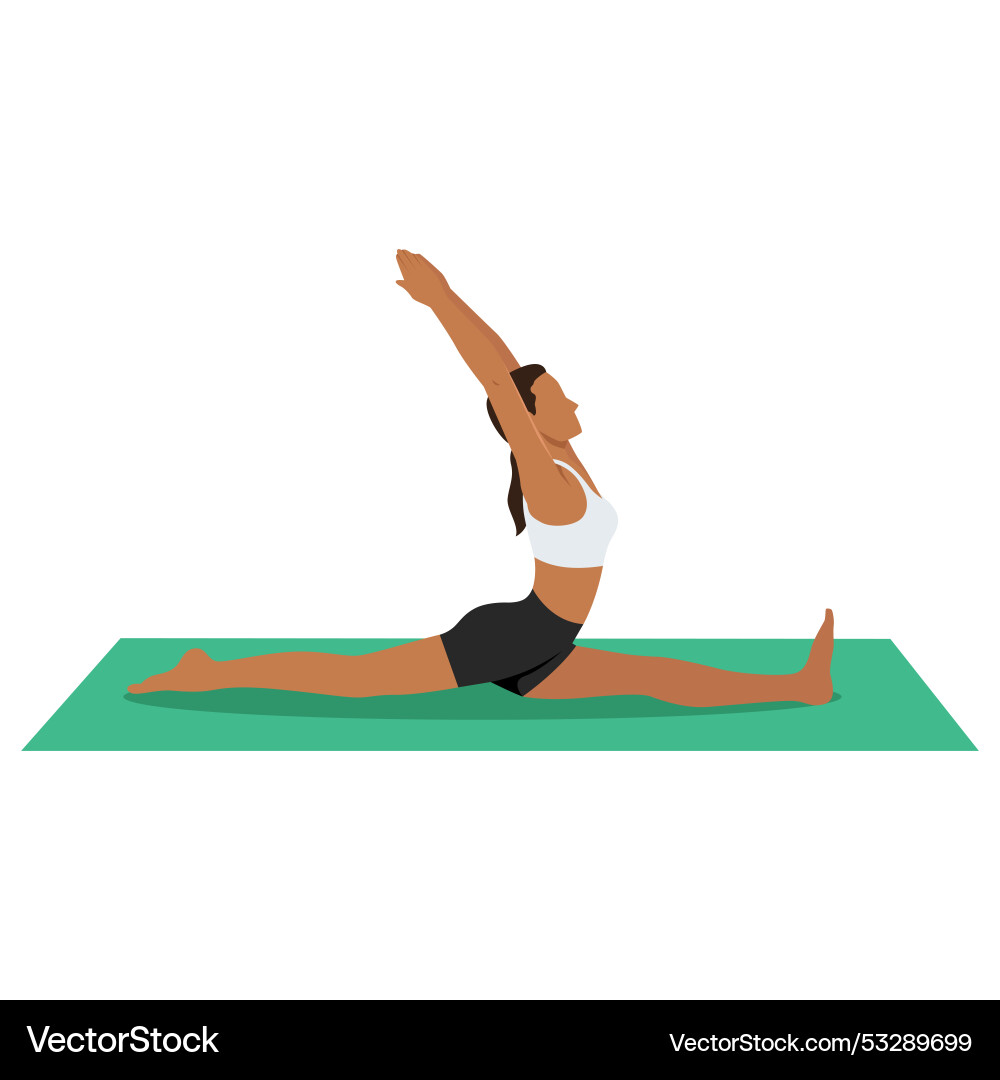 Young woman doing splits pose front Royalty Free Vector