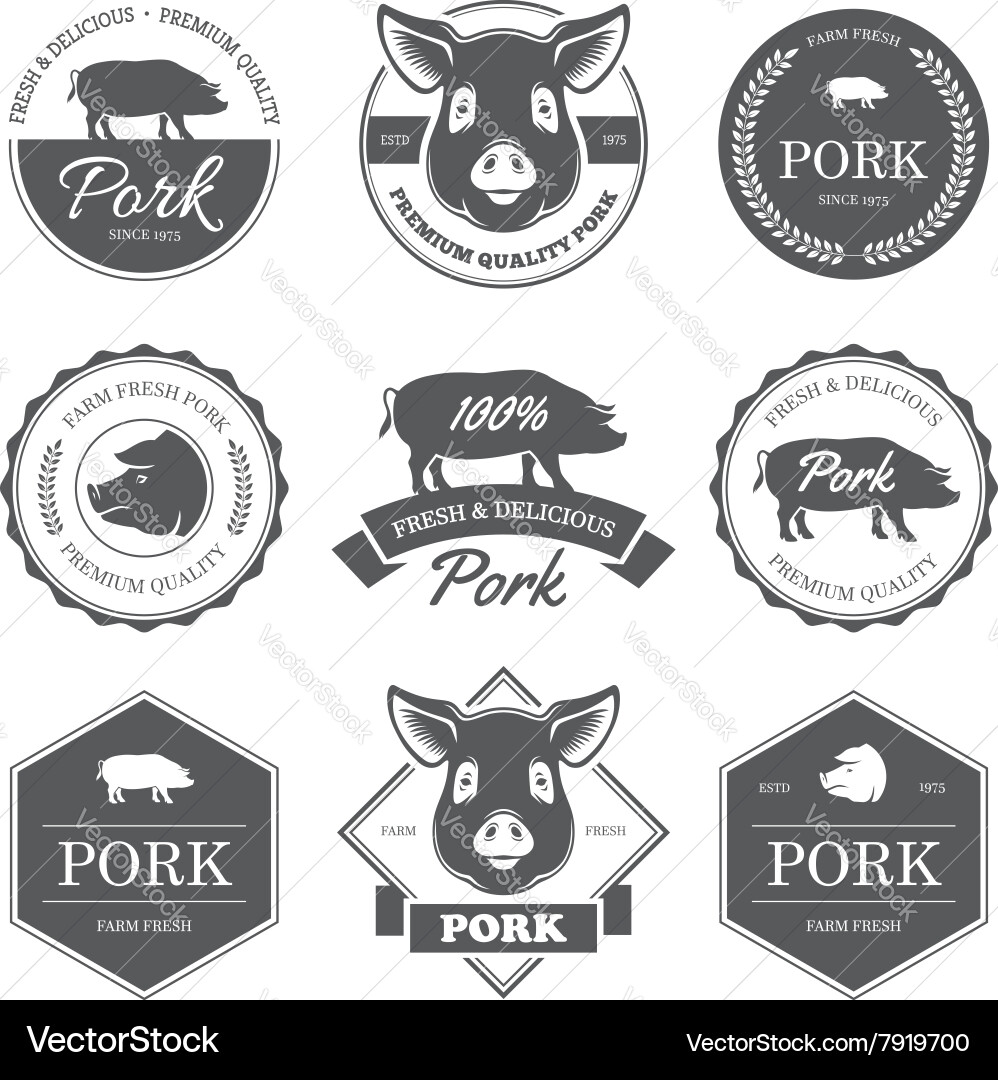 Black pork labels Royalty Free Vector Image - VectorStock