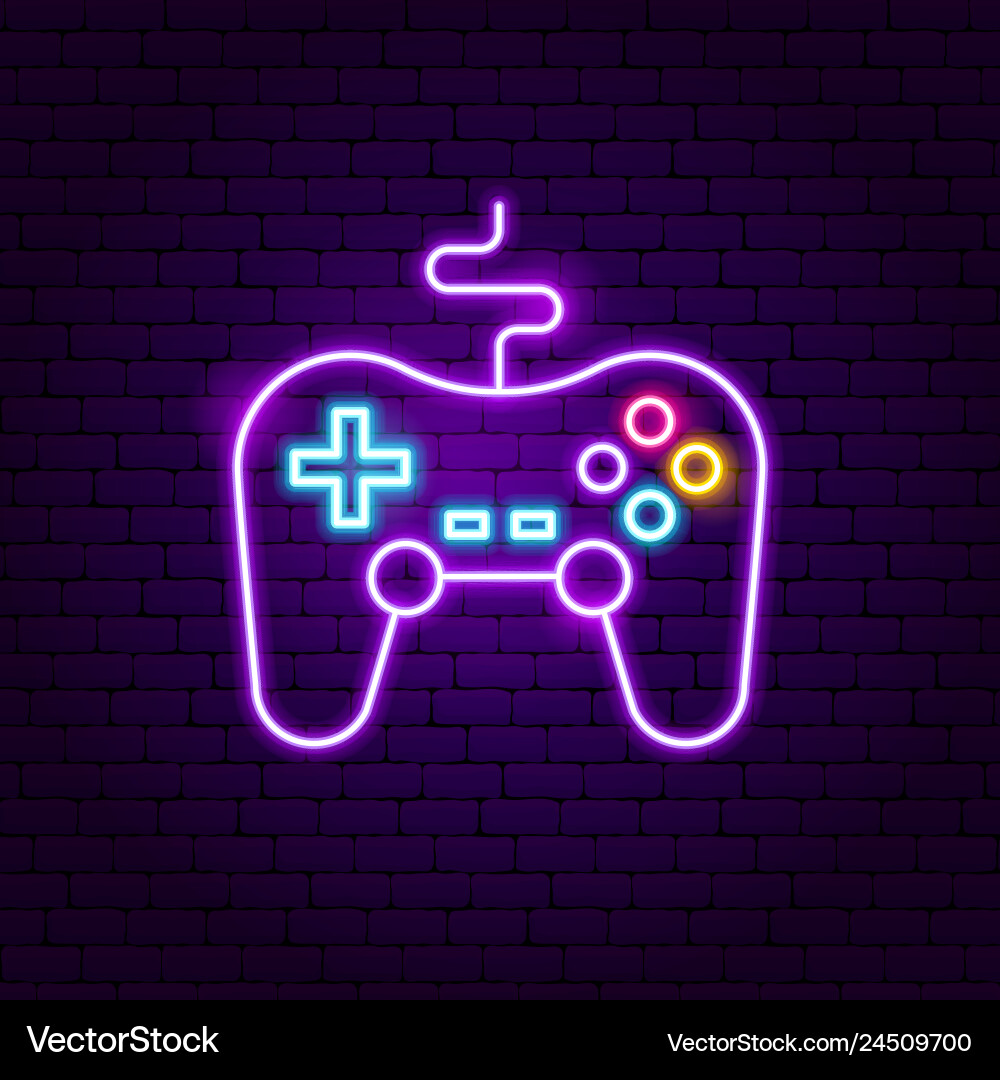 Game console neon sign Royalty Free Vector Image