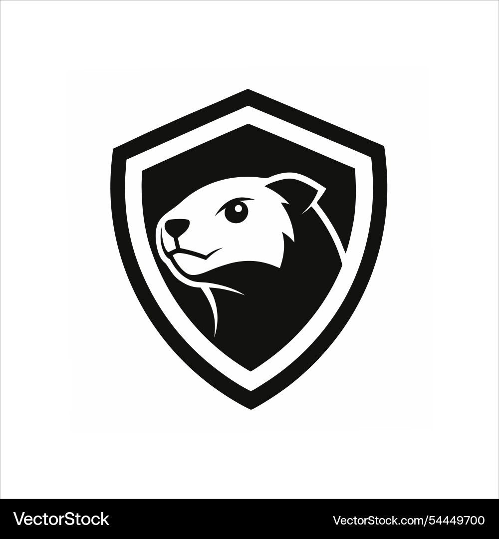 Gopher head shield silhouette mascot logo design Vector Image