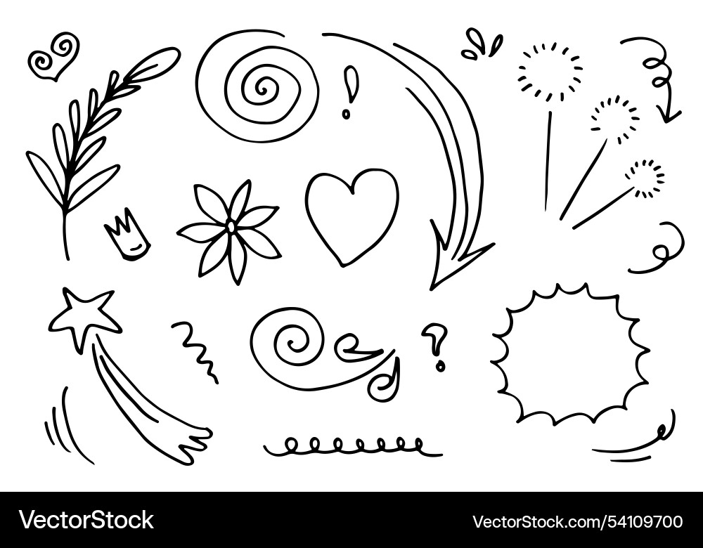Hand drawn set elementblack on white background Vector Image