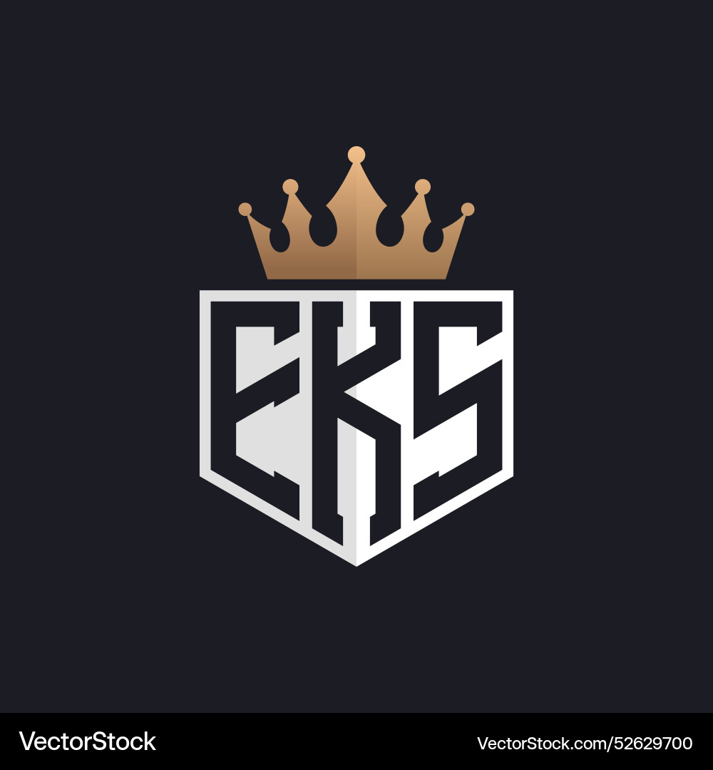 Luxury eks logo with crown elegant initials eks Vector Image