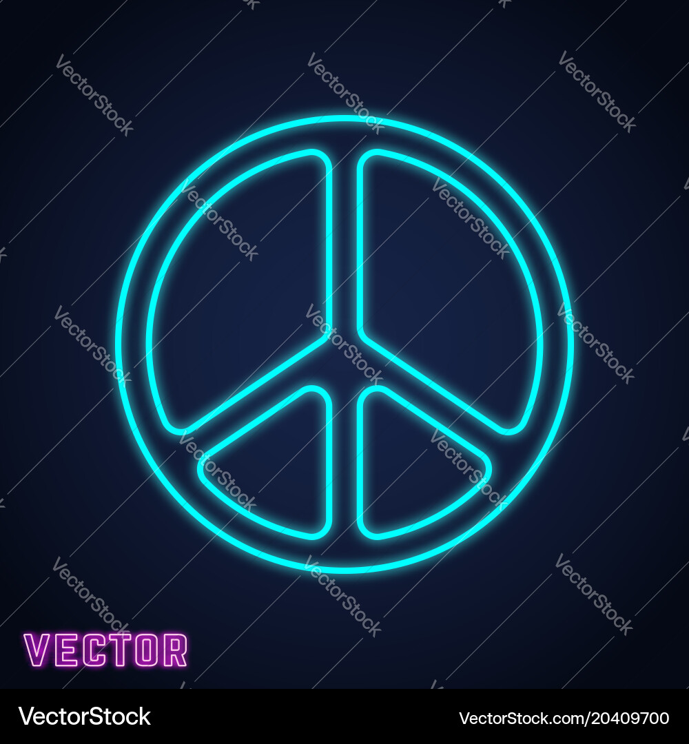 Neon Blue Peace Sign