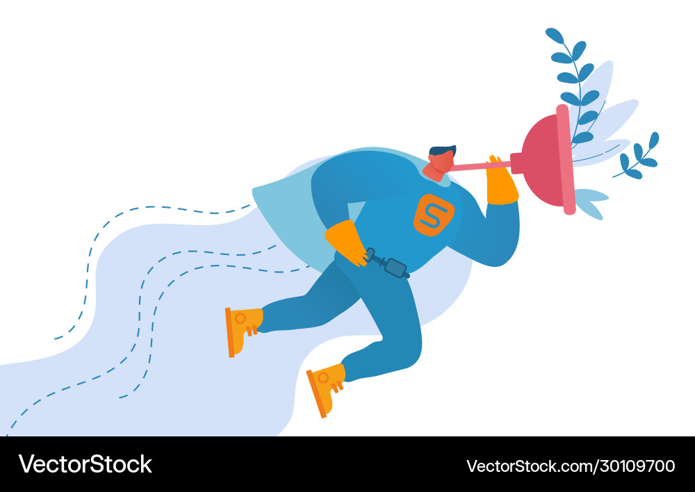 Plunger Hero - Plumbing Assistance Royalty Free Vector Image