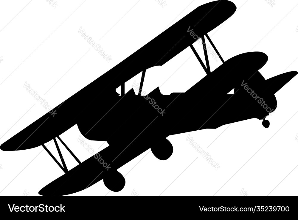 Propeller motor aircraft with two wings black Vector Image