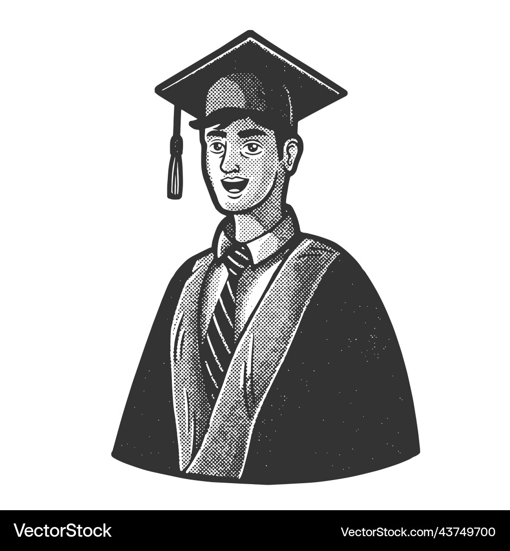 Student graduated with hat sketch Royalty Free Vector Image