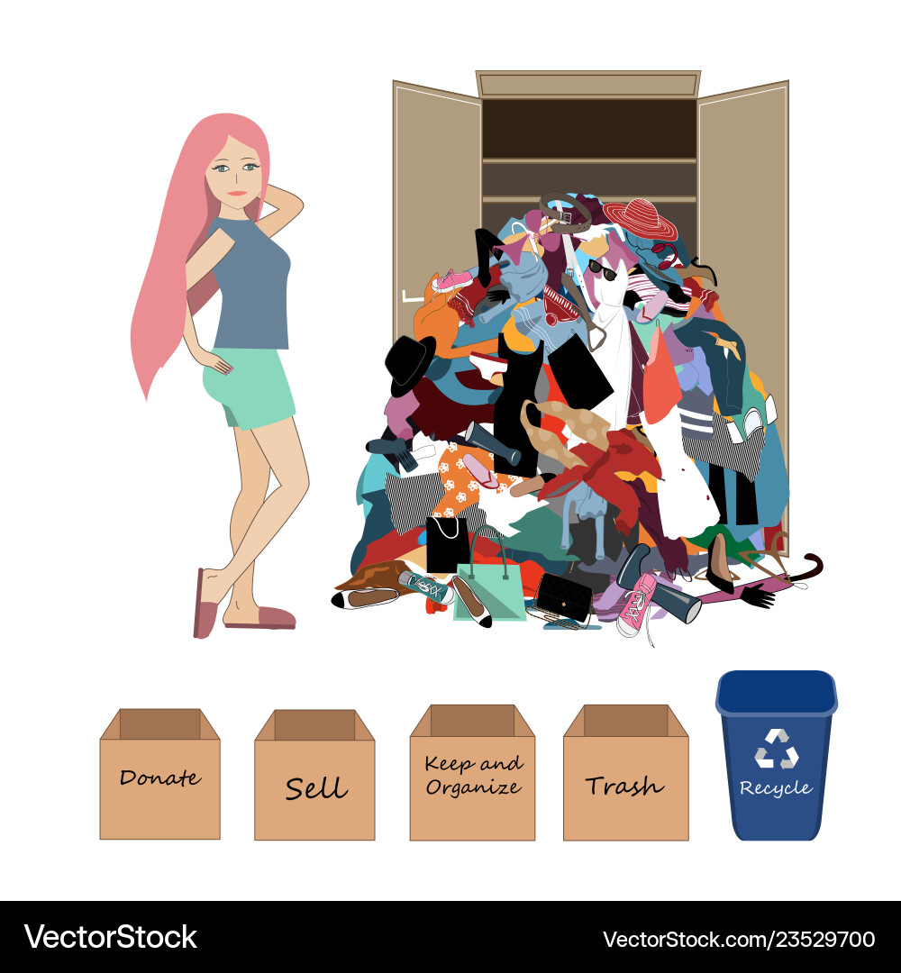 With a woman and big messy Royalty Free Vector Image
