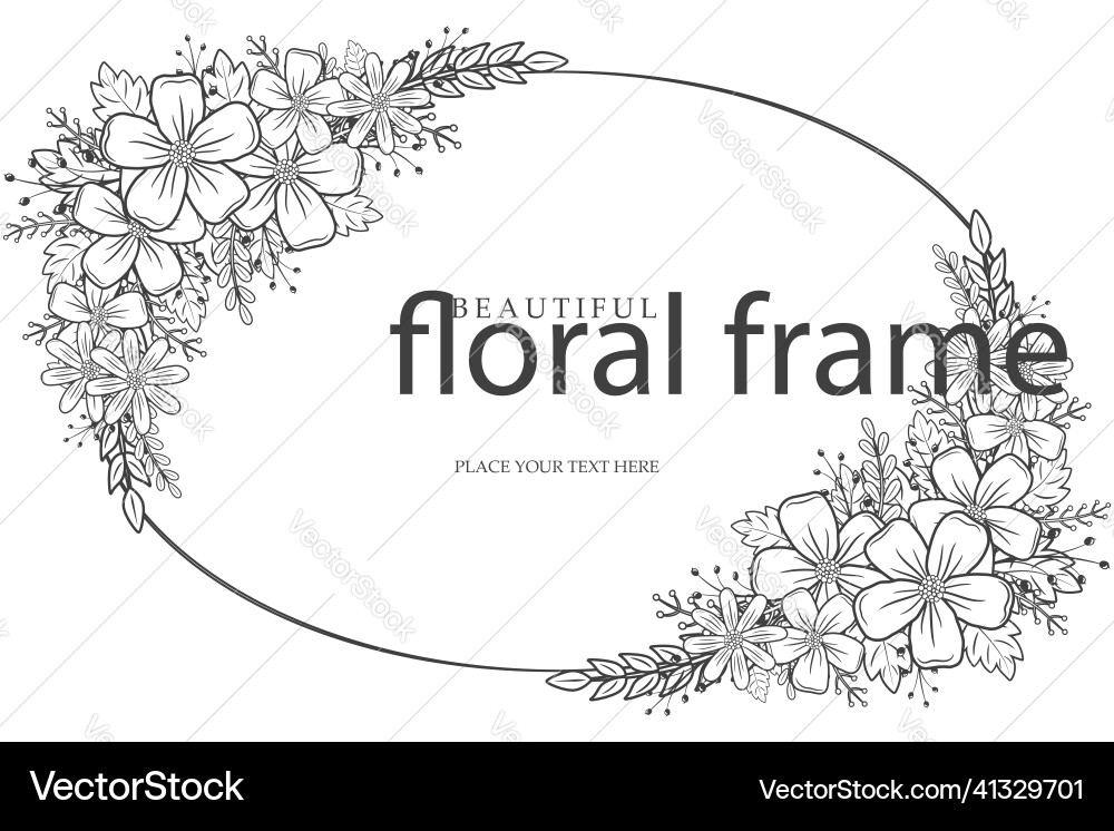 Beautiful flower frame background in outline Vector Image