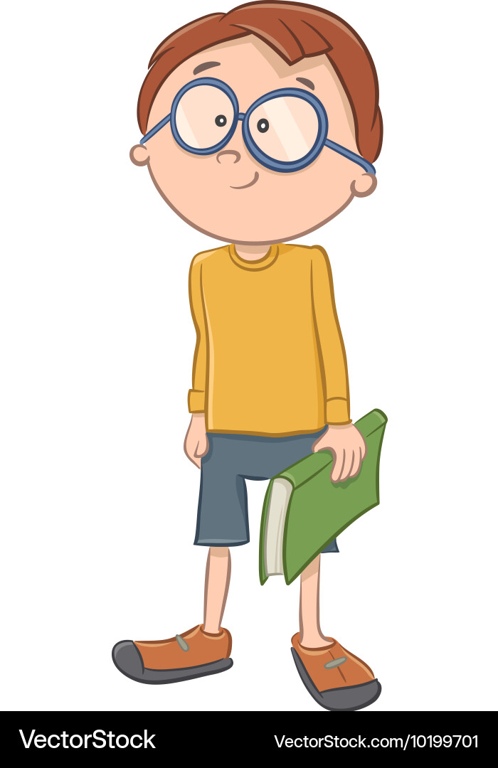 Boy character with book Royalty Free Vector Image