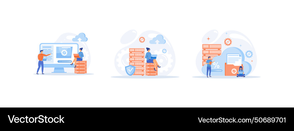 Cloud Computing Datencenter Dateiverwaltung Vektorbild